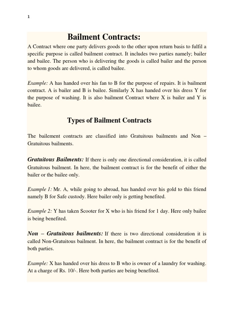 Bailment Contracts | PDF | Indemnity | Civil Law (Legal System)