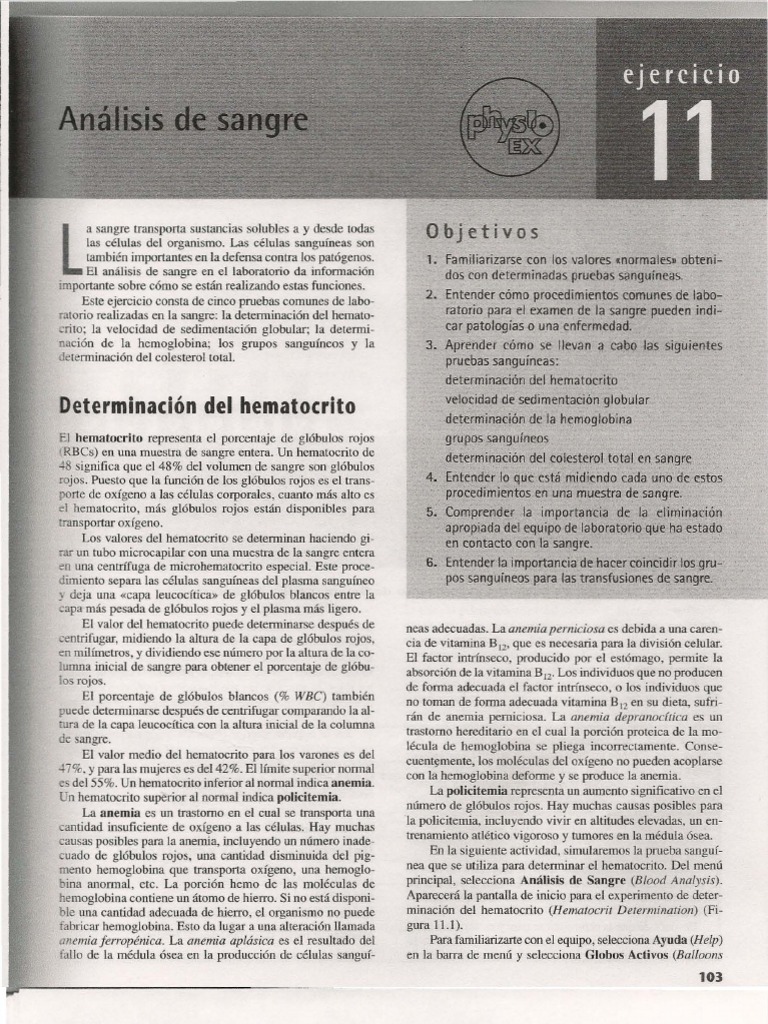 PhysioEx Ejercicio 11 Analisis de Sangre | PDF | Tipo de sangre | Sangre