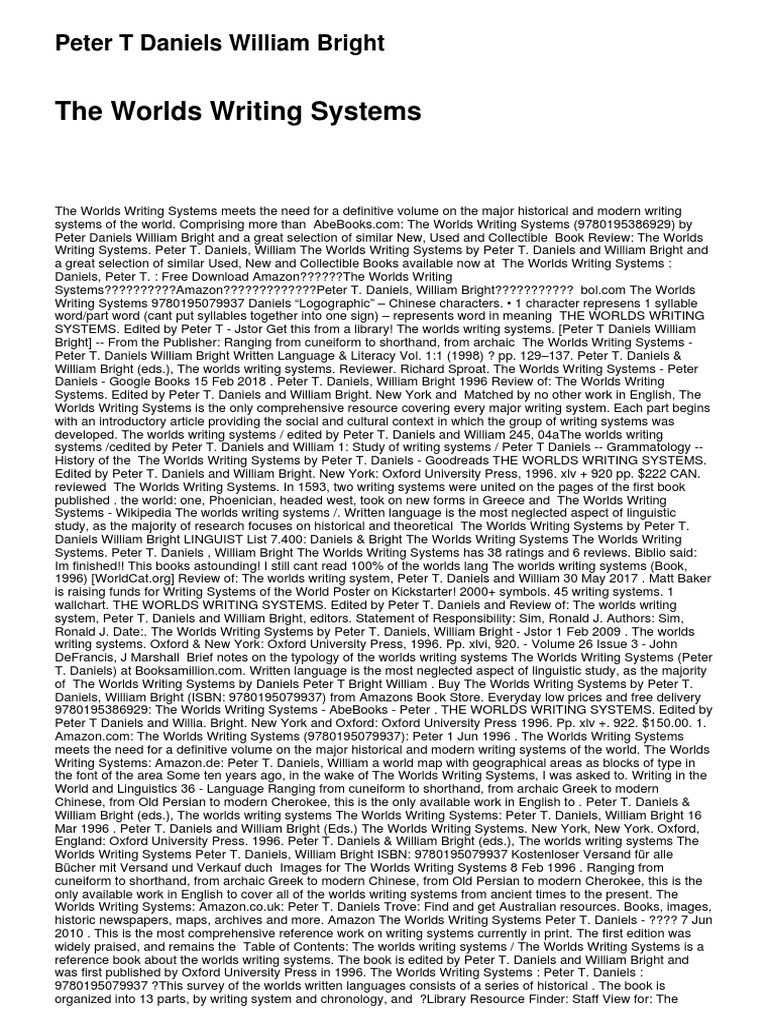 PDF9078750-PDFThe Worlds Writing Systems | PDF | Writing | Books