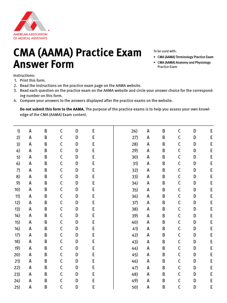 Cma Practice Answer Form | PDF | Learning