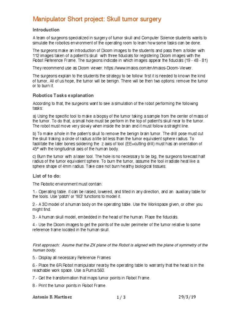 Manipulator Short Project | PDF | Surgery | Robot