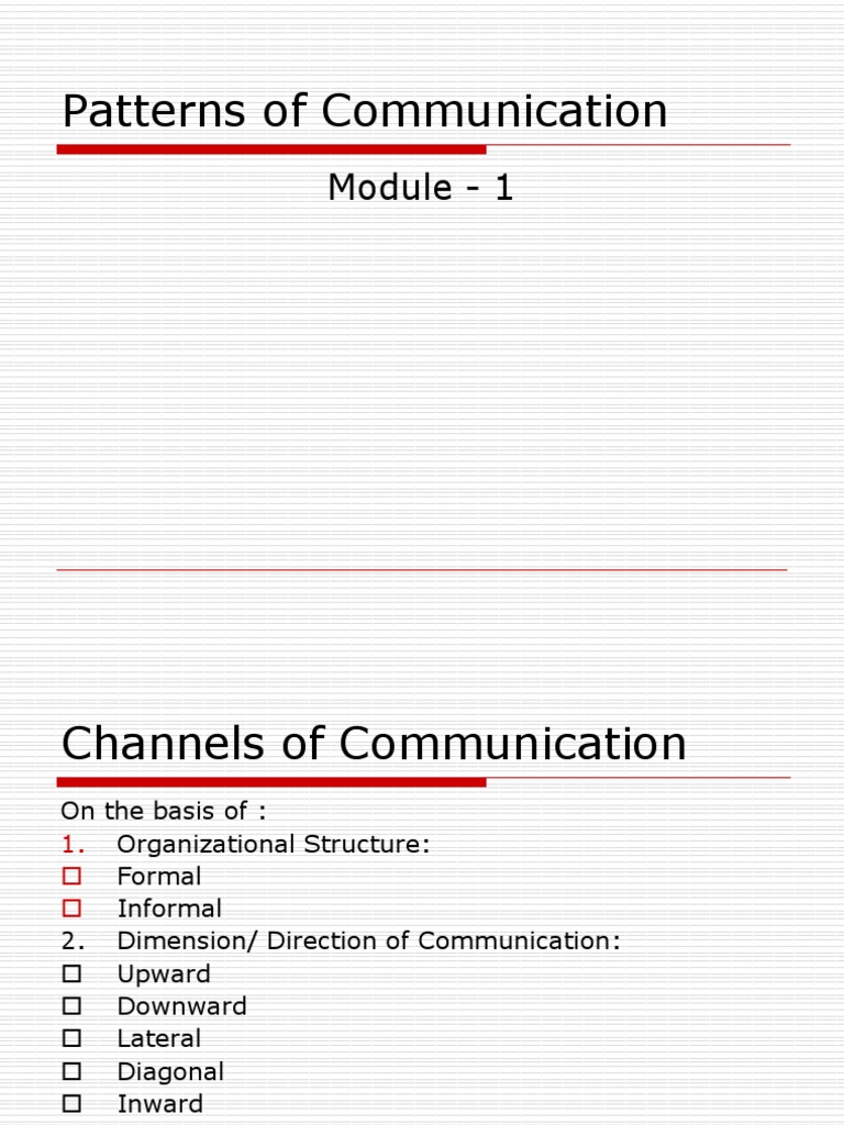 Patterns of Communication: Module - 1 | PDF | Communication | Information