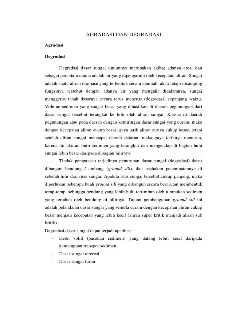 Proses Agradasi dan Degradasi Sungai | PDF | Metode & Bahan Ajar ...