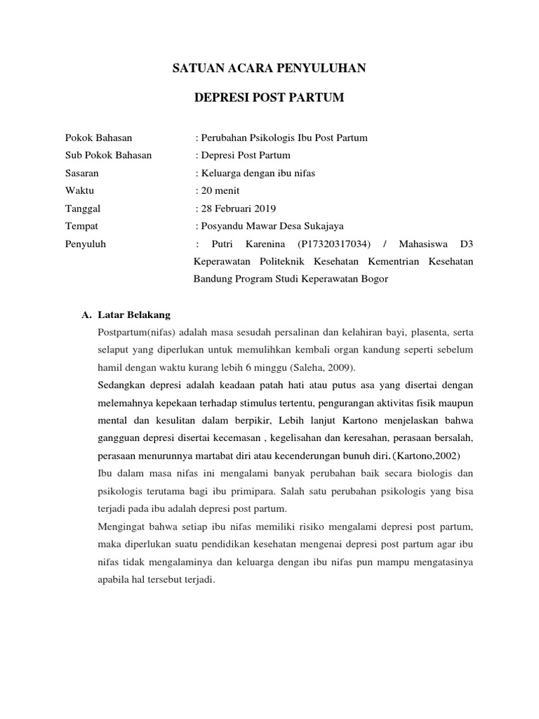 SAP Depresi Post Partum | PDF
