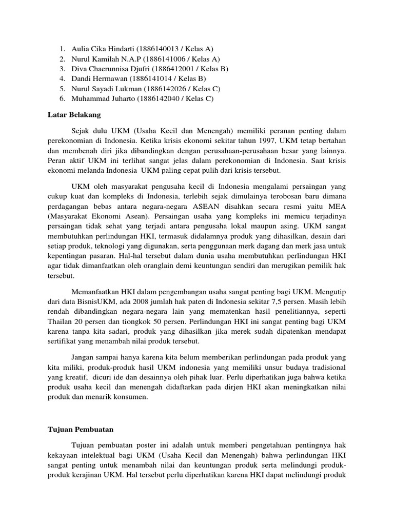 Tugas HKI Deskripsi Poster_Aulia Cika Hindarti_1886140013_A, Nurul ...
