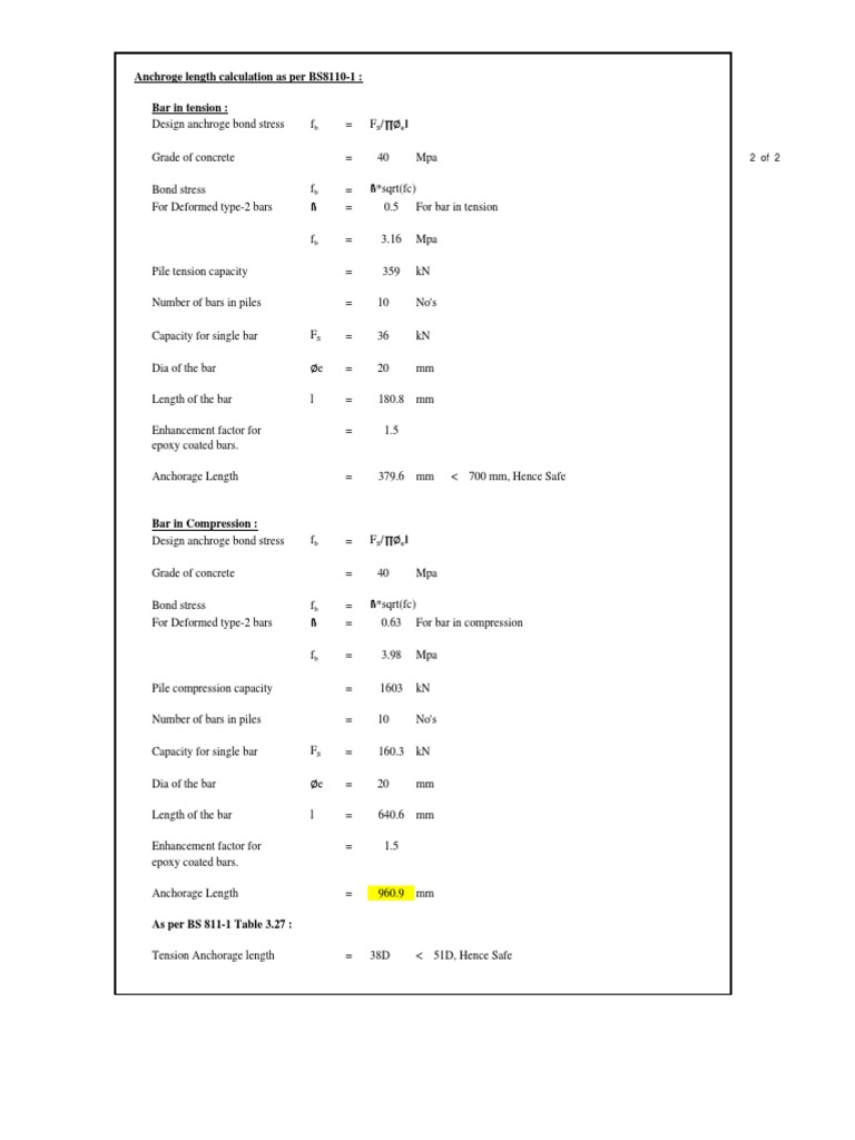 Development Length Cal | PDF