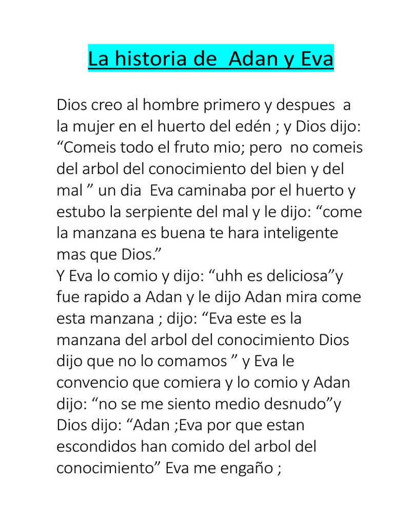 La Historia de Adan y Eva | PDF