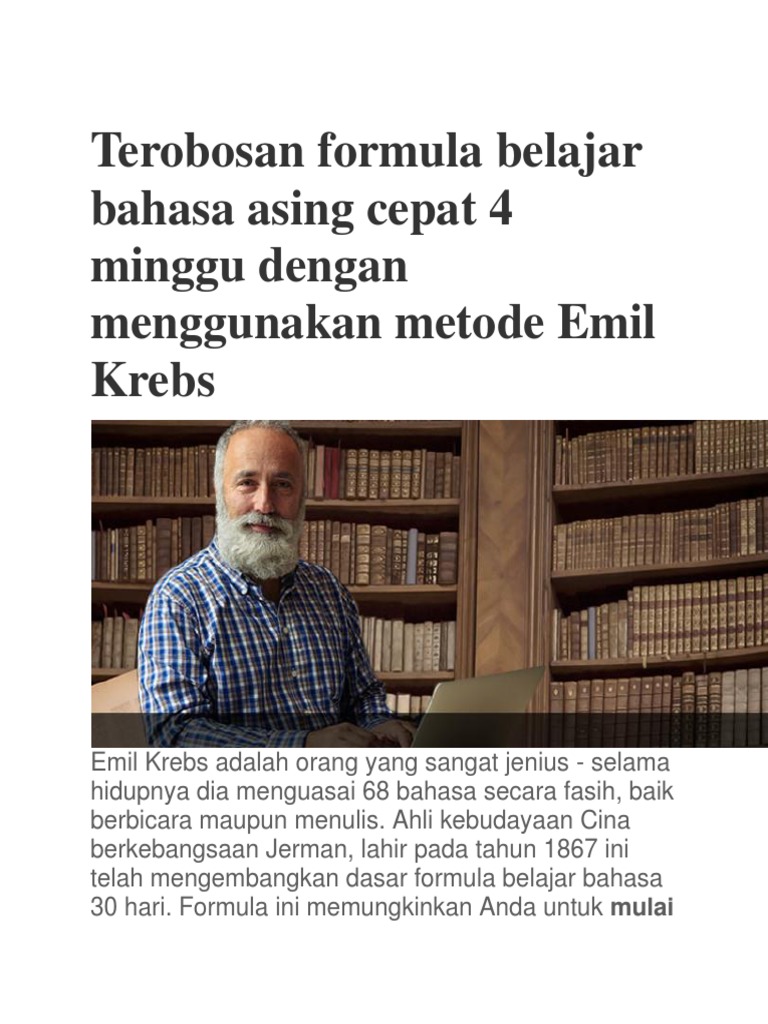 Terobosan Formula Belajar Bahasa Asing Cepat 4 Minggu Dengan Menggunakan Metode Emil Krebs | PDF