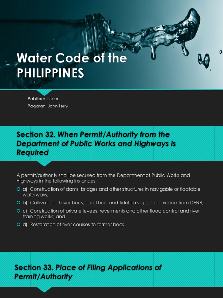 Water Code of The Philippines: Pabillore, Nikko Pagaran, John Terry ...