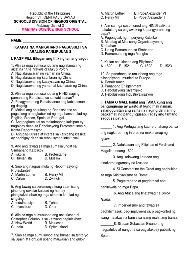 4th Quarter Exam in A.P.8.docx