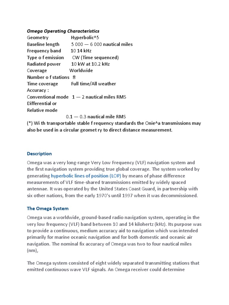 Omega Handout | PDF | Radio | Broadcasting