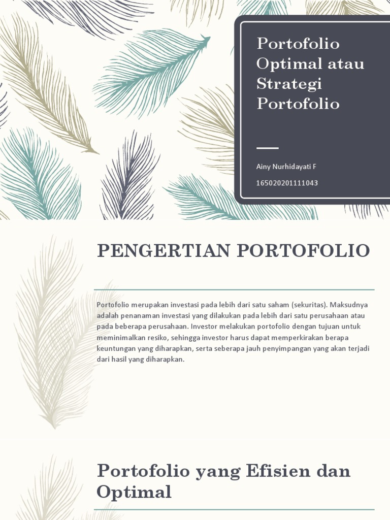 Portofolio Optimal Atau Strategi Portofolio | PDF
