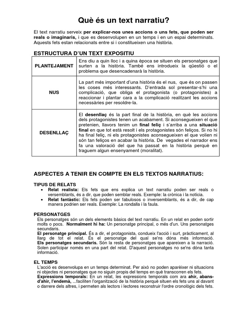 Estructura Text Narratiu | PDF