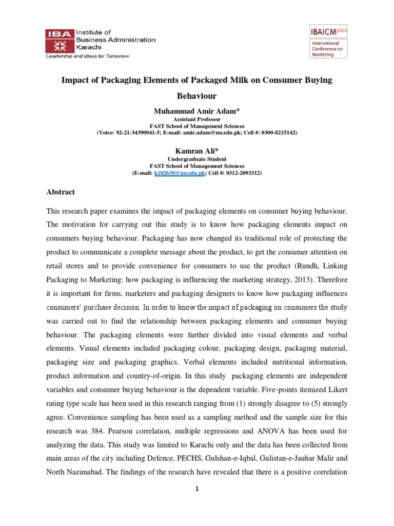 Impact Packaging Elements Packaged Milk Consumer Buying Behaviour | PDF ...