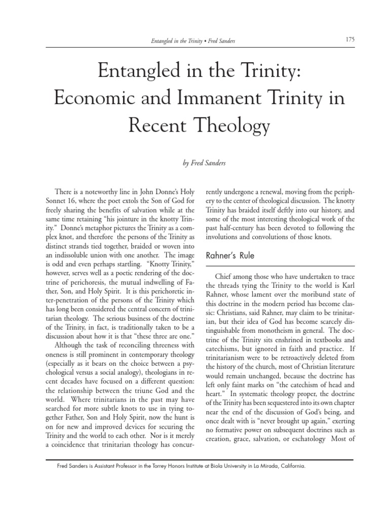 Entangled in The Trinity Economic and Im PDF | PDF | Trinity | God The ...