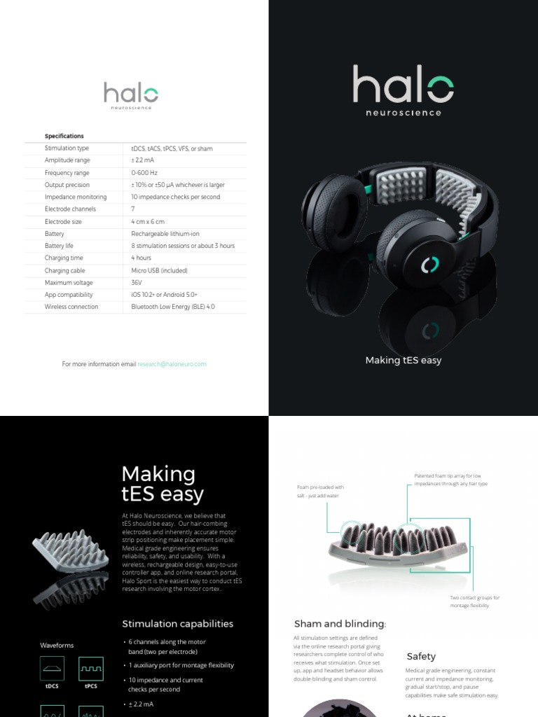 Specifications and Features of the Halo Sport Wireless tES Device for ...