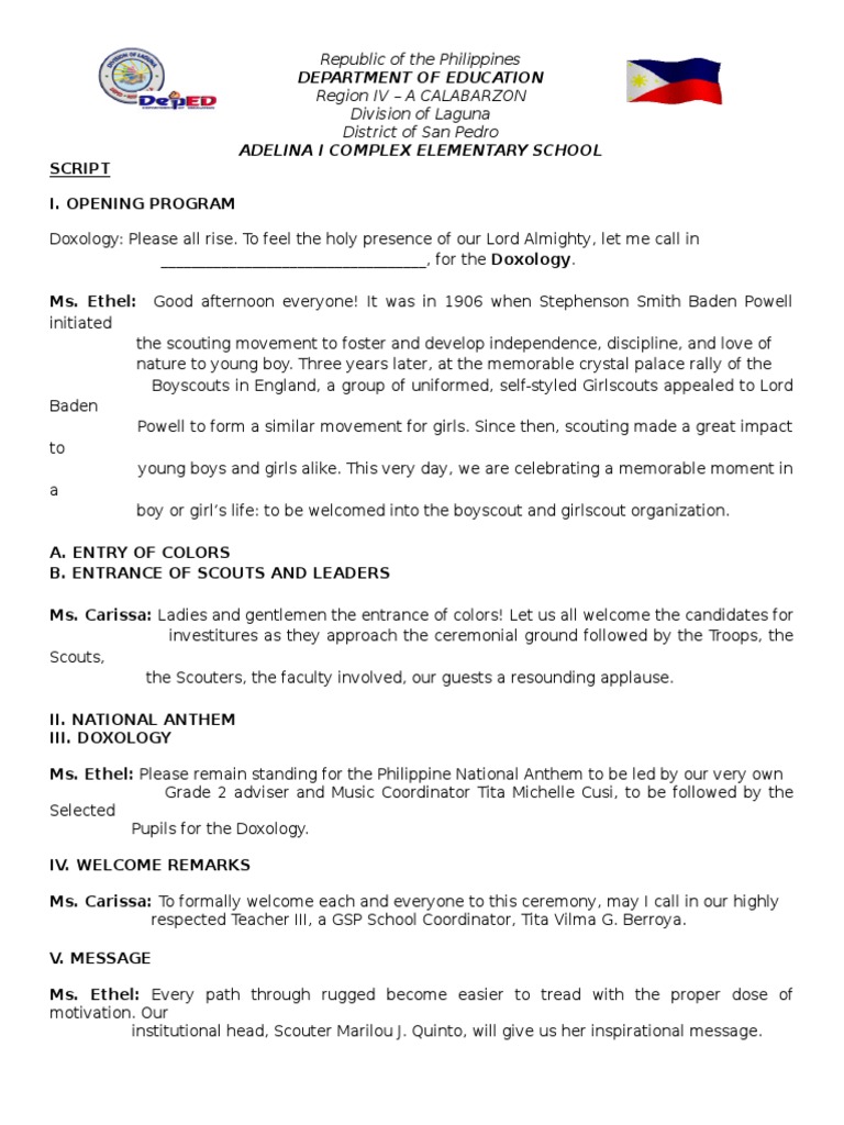 Investiture Script 2018 | PDF | Scouting | Youth Movements