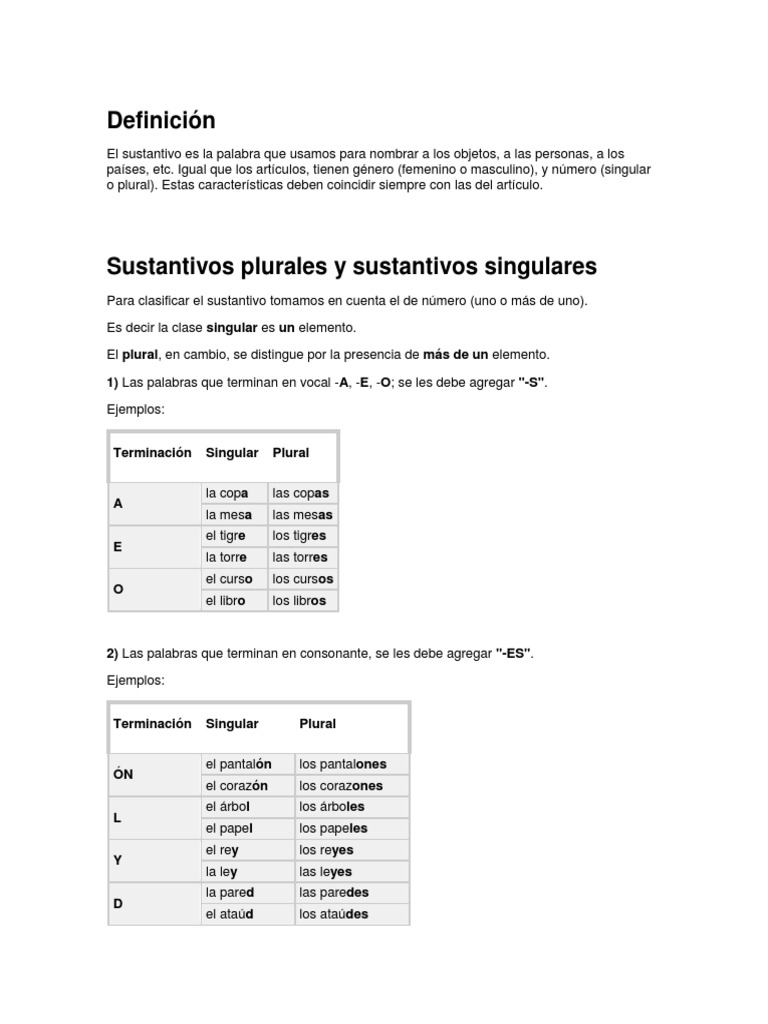 Ejercicios de Singular y Plural para Niños | PDF | Sustantivo | Numero ...