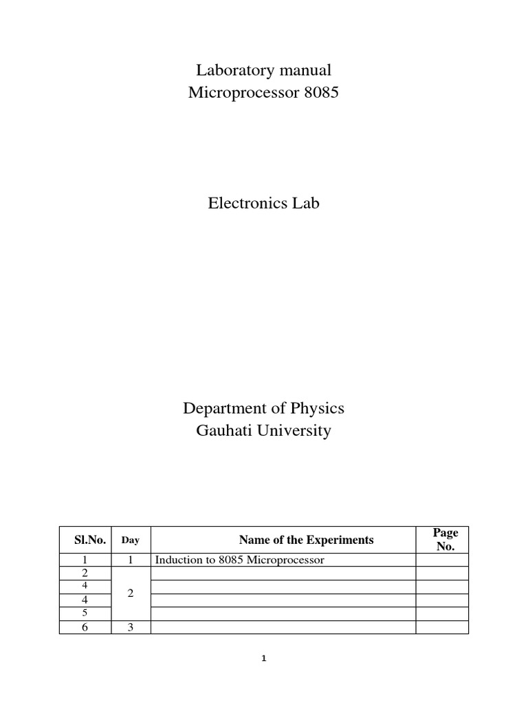 Laboratory Manual Microprocessor 8085: SL - No. Name of The Experiments No | PDF | Central ...