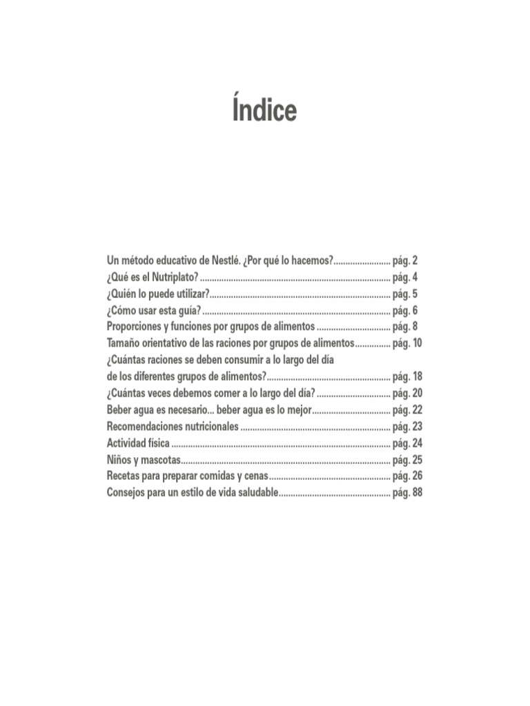 Guia Nutriplato Nestle PDF | PDF | Dieta | Alimentos