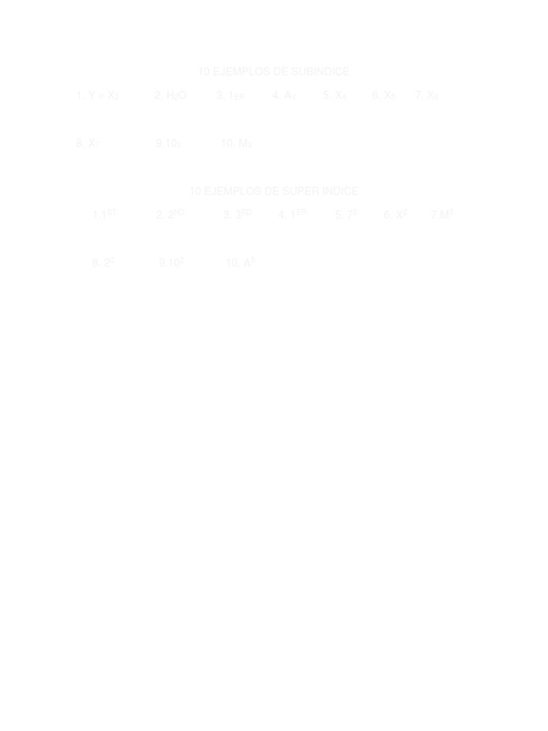 Ejemplos de Subindice y Super Indice | PDF