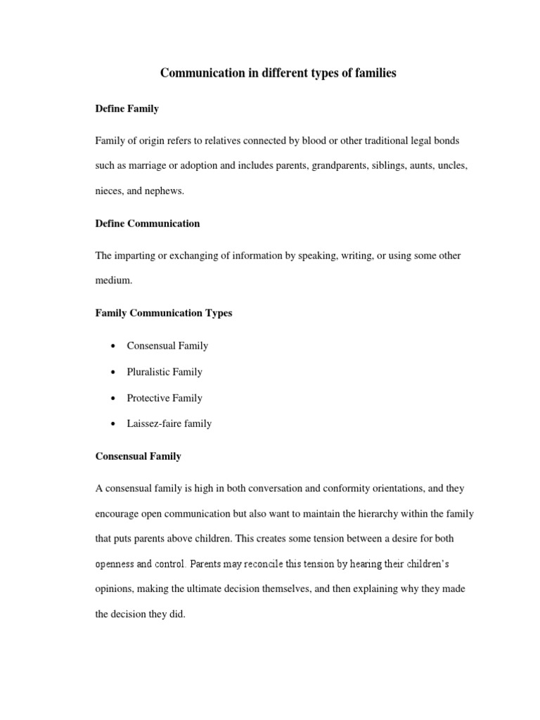 Types of Family Communication Dynamics | PDF | Parent | Relationships