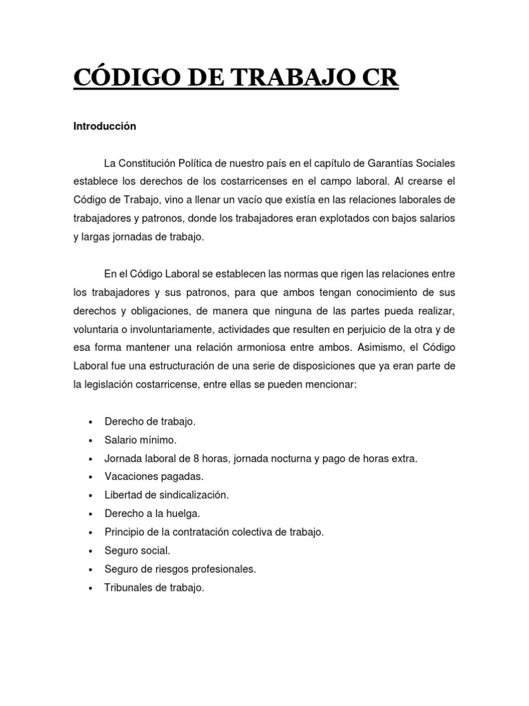 Codigo de Trabajo | PDF | Derecho laboral | Relaciones laborales