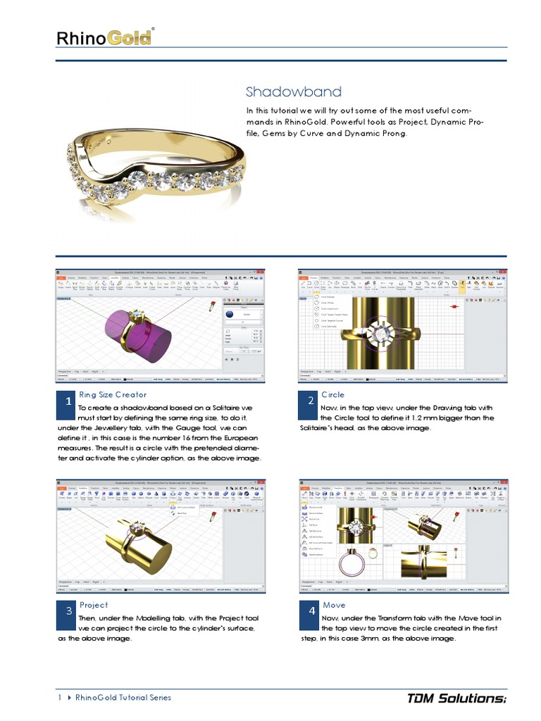 RhinoGold 4.0 - Level 1 - Tutorial 027P - Shadowband | PDF