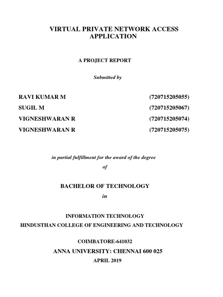 Virtual Private Network Access Application: A Project Report | PDF ...