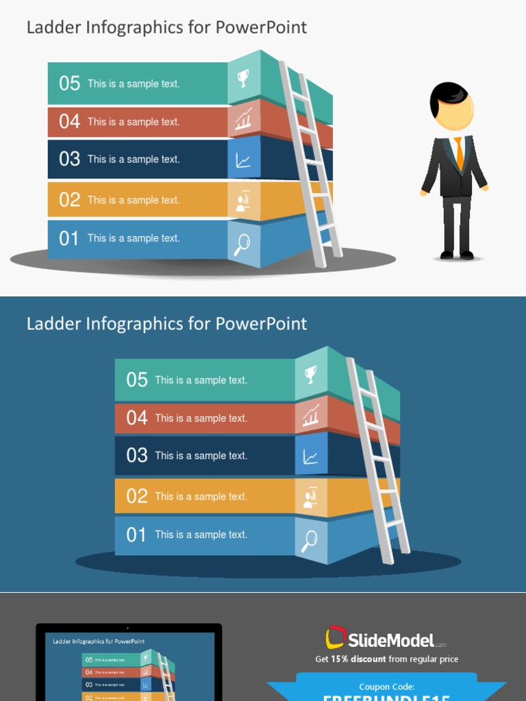 Ladder Infographics For Powerpoint: This Is A Sample Text | PDF