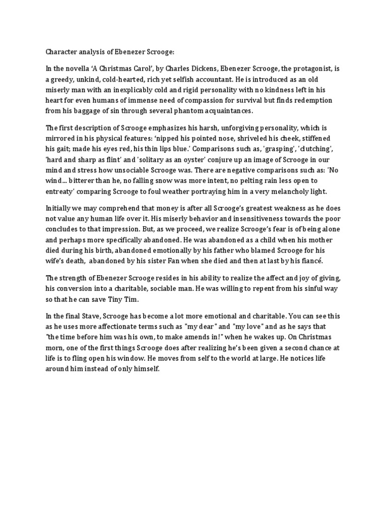 Character Analysis of Ebenezer Scrooge
