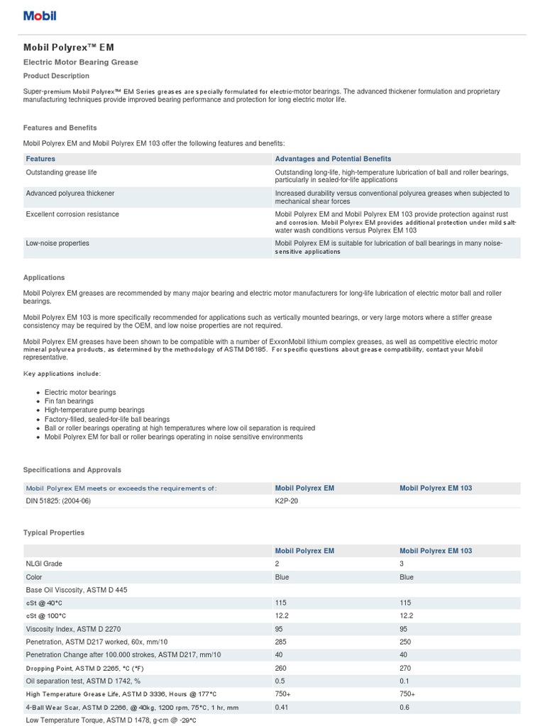 Polyrex EM | PDF | Exxon Mobil | Bearing (Mechanical)