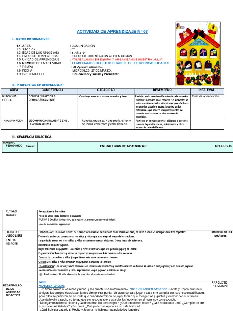 ACTIVIDAD DE Responsabilidad | PDF | Juguetes | Salón de clases