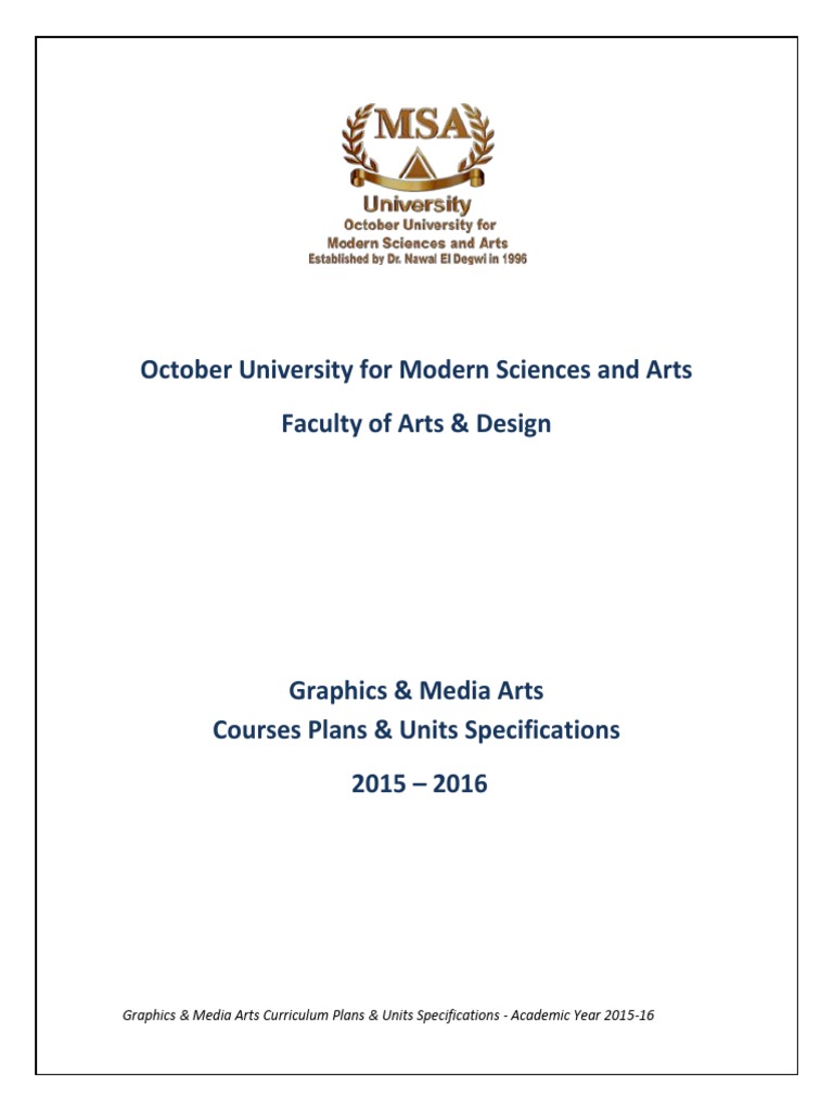 Msa University Arts Design Faculty Graphics Media Arts Courses Plans ...