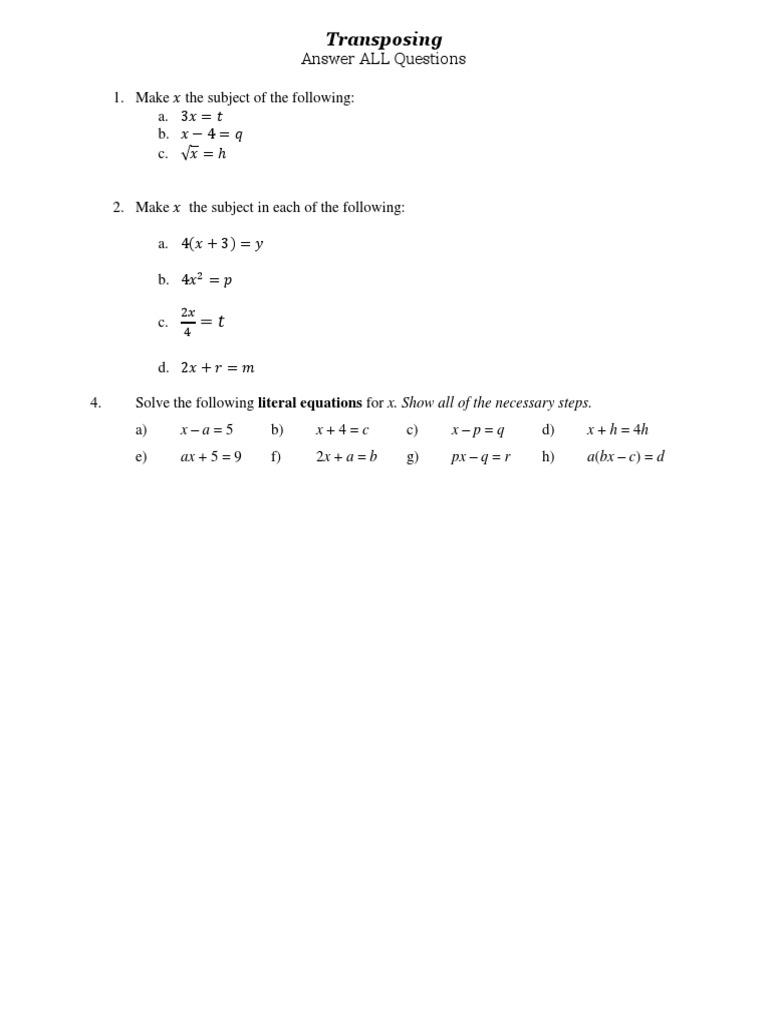 Transposing#2 | PDF | Teaching Mathematics