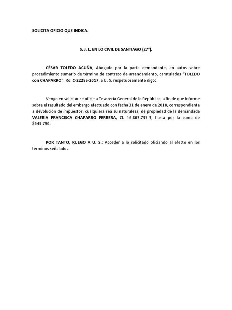 Solicita Oficio Que Indica PDF | PDF