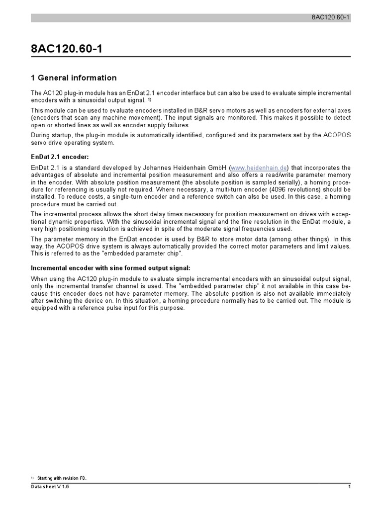 1 General Information: Endat 2.1 Encoder | Download Free PDF | Input ...