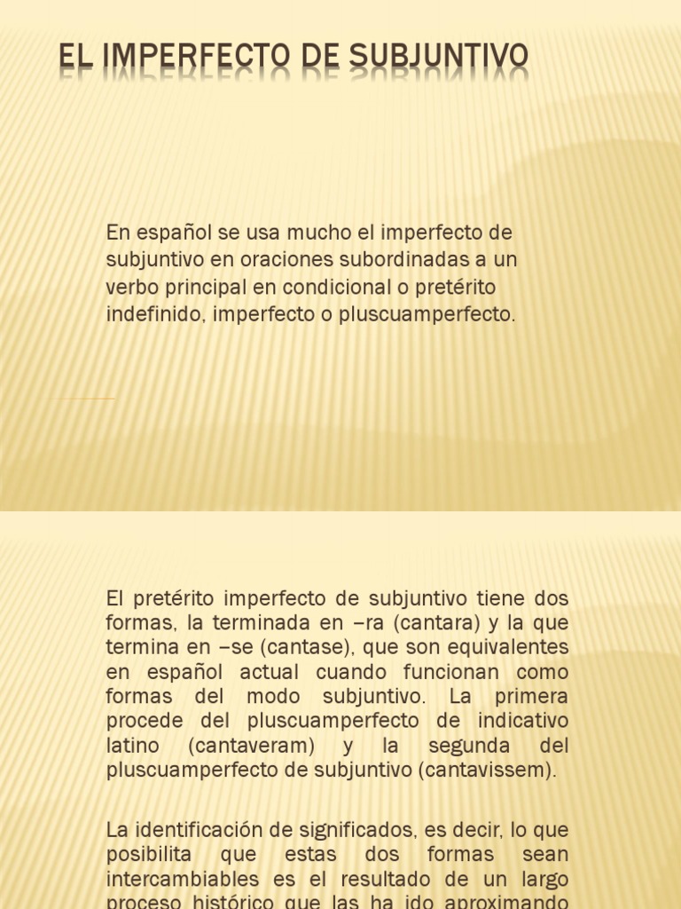 El Imperfecto de Subjuntivo | PDF | Verbo | Lingüística