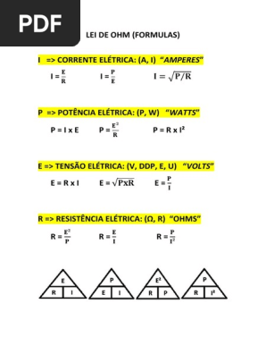 Triangulo Da Lei De Ohms Estudo Sobre Eletrotécnica Básica | PDF