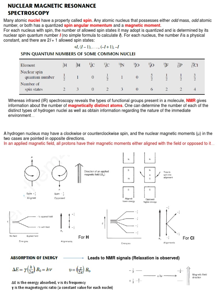 Nuclei Spin Spin Angular Momentum Magnetic Moment | PDF | Nuclear ...