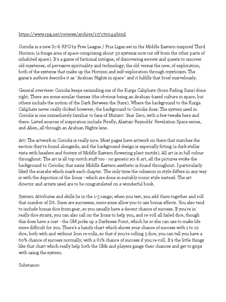 Coriolis RPG Info | PDF | Role Playing Games | Armour