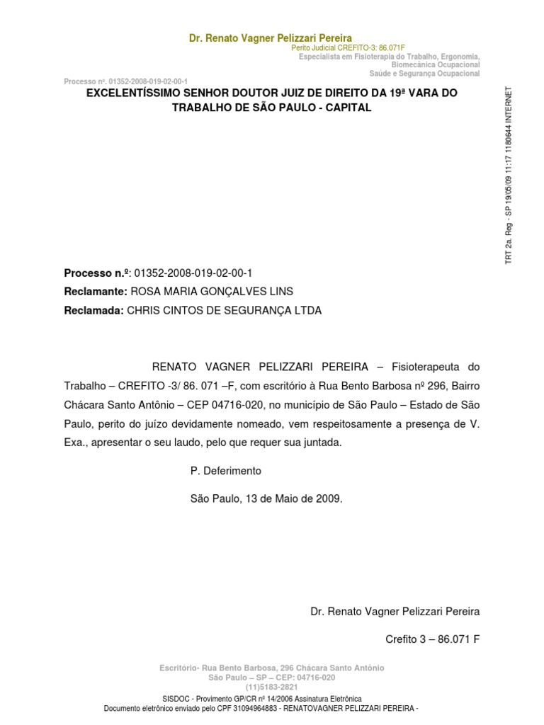 Laudo Protocolado | PDF | Coluna vertebral | Sistema Locomotor