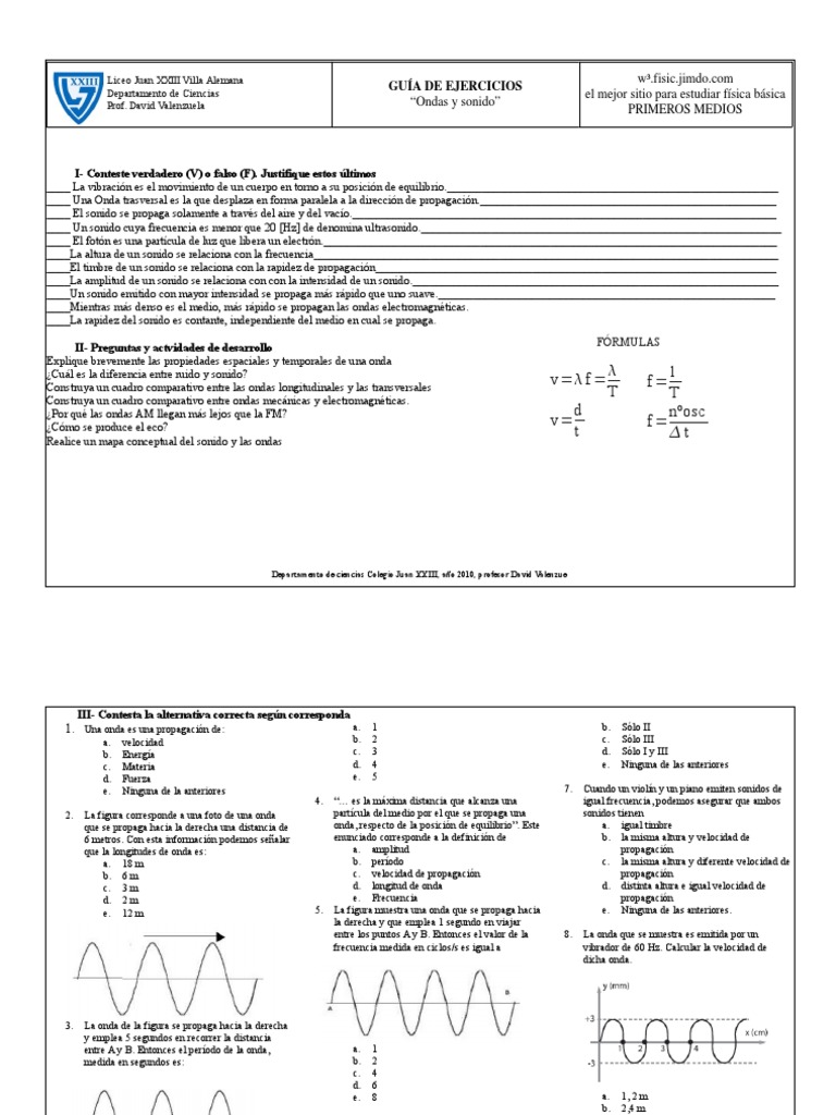 Guía de Ejercicios Ondas y Sonido | PDF | Olas | Sonido