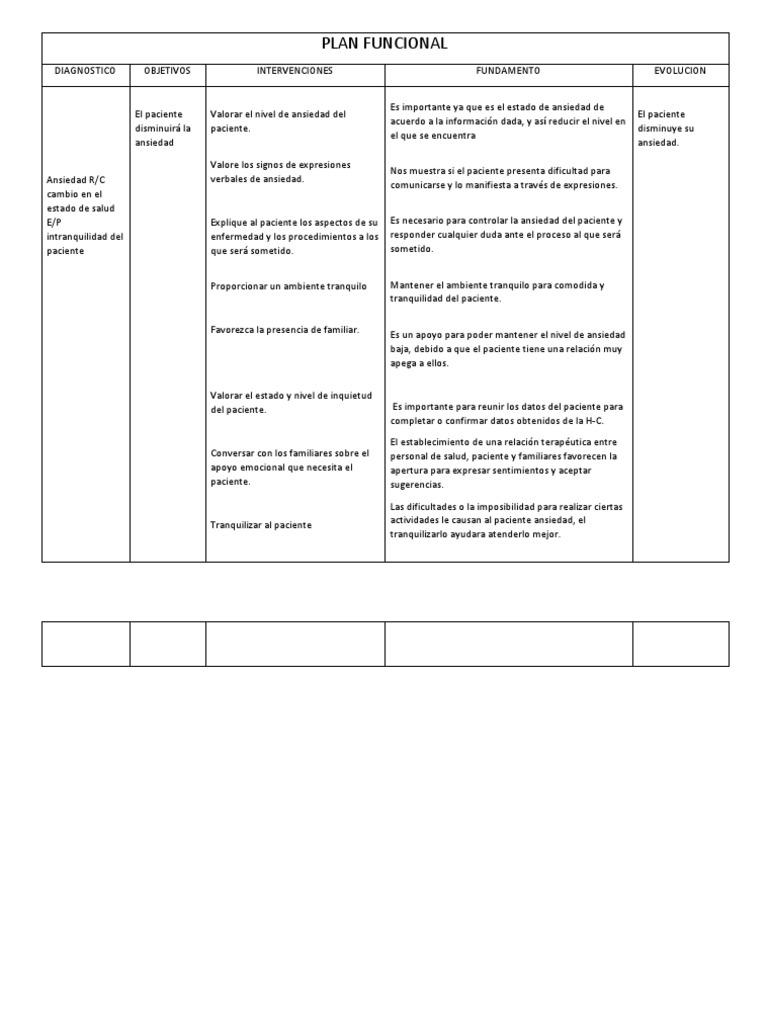 Plan Funcional | PDF | Ansiedad | Respiración