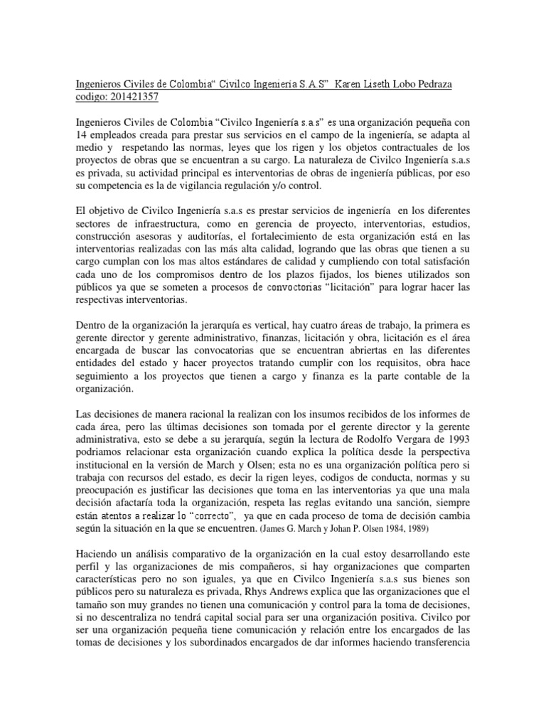 Karen Liseth Lobo Pedraza 201421357 - Reflexión Perfil Organización ...