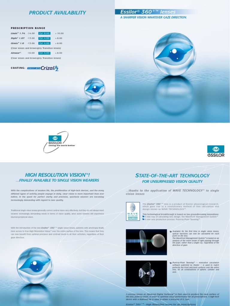 Essilor 360 - English ECP Brochure | PDF | Contrast (Vision) | Optics