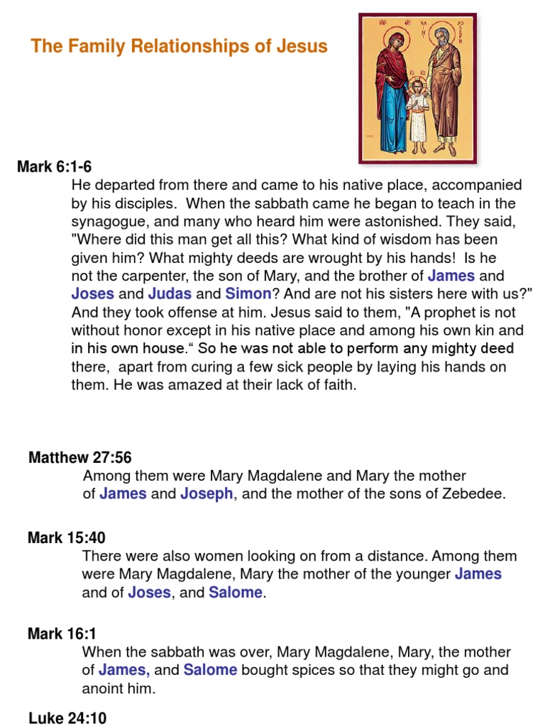 Jesus' Family and Key Relationships | PDF | John The Apostle | Mary ...