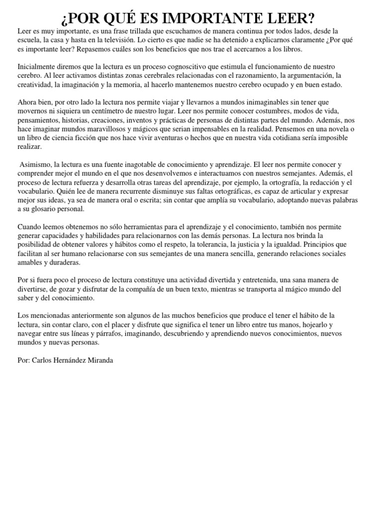 Importancia y beneficios de leer | PDF | Memoria | Dormir