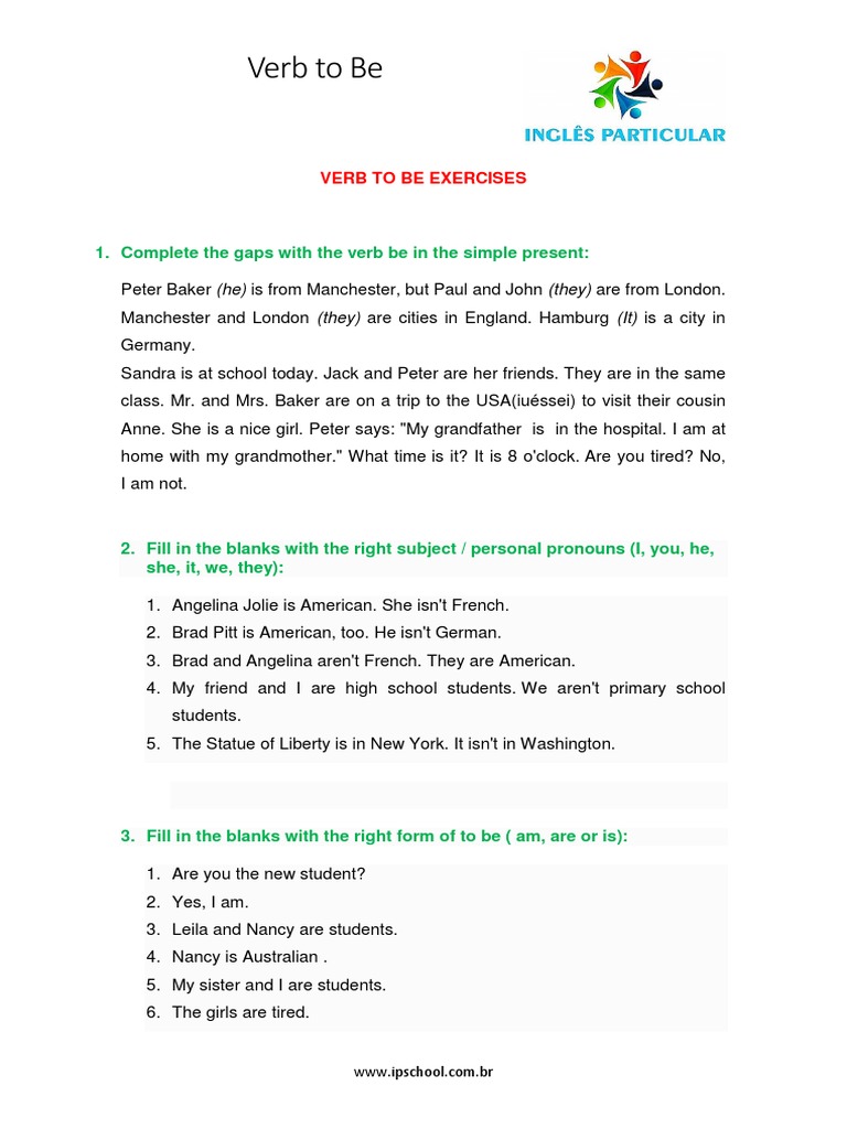 Verb To Be Exercises Correction | PDF | Grammar | Syntax
