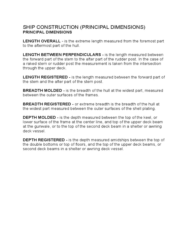 Ship Principal Dimensions Explained | PDF | History